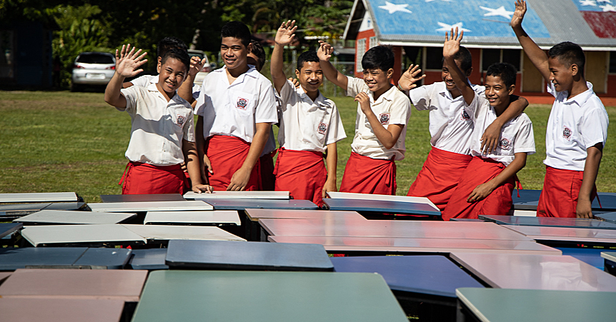Samoa Observer | Church aids school with desks and chairs