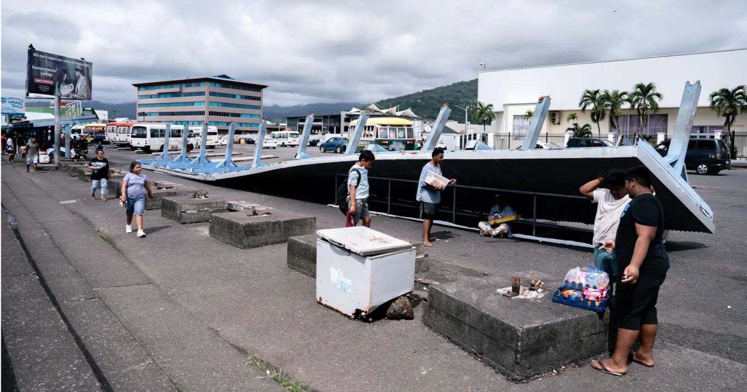 Samoa Observer | Winds flatten Savalalo bus shelter
