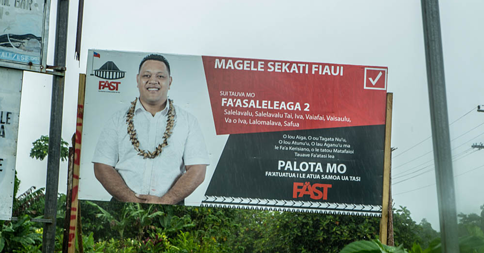Samoa Observer | Iva removes political billboard belonging to F.A.S.T.